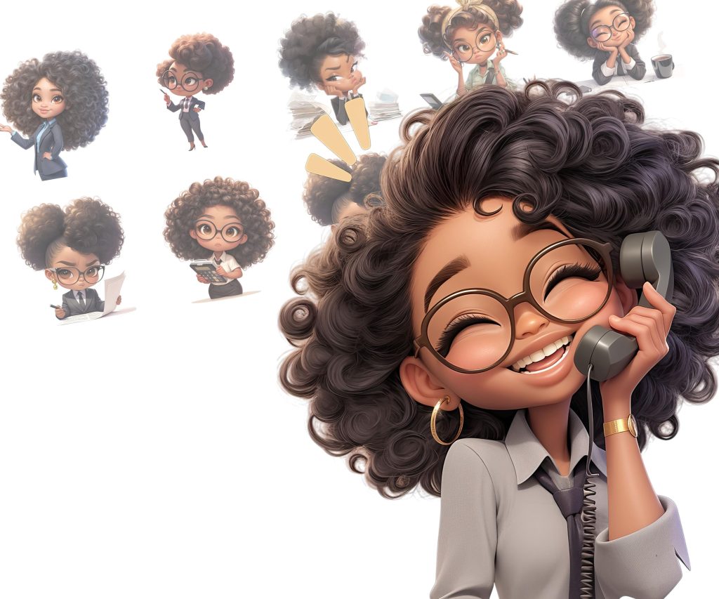 Chibi Black Female Office Worker Clipart - 32 Cute PNG and SVG Graphics ...