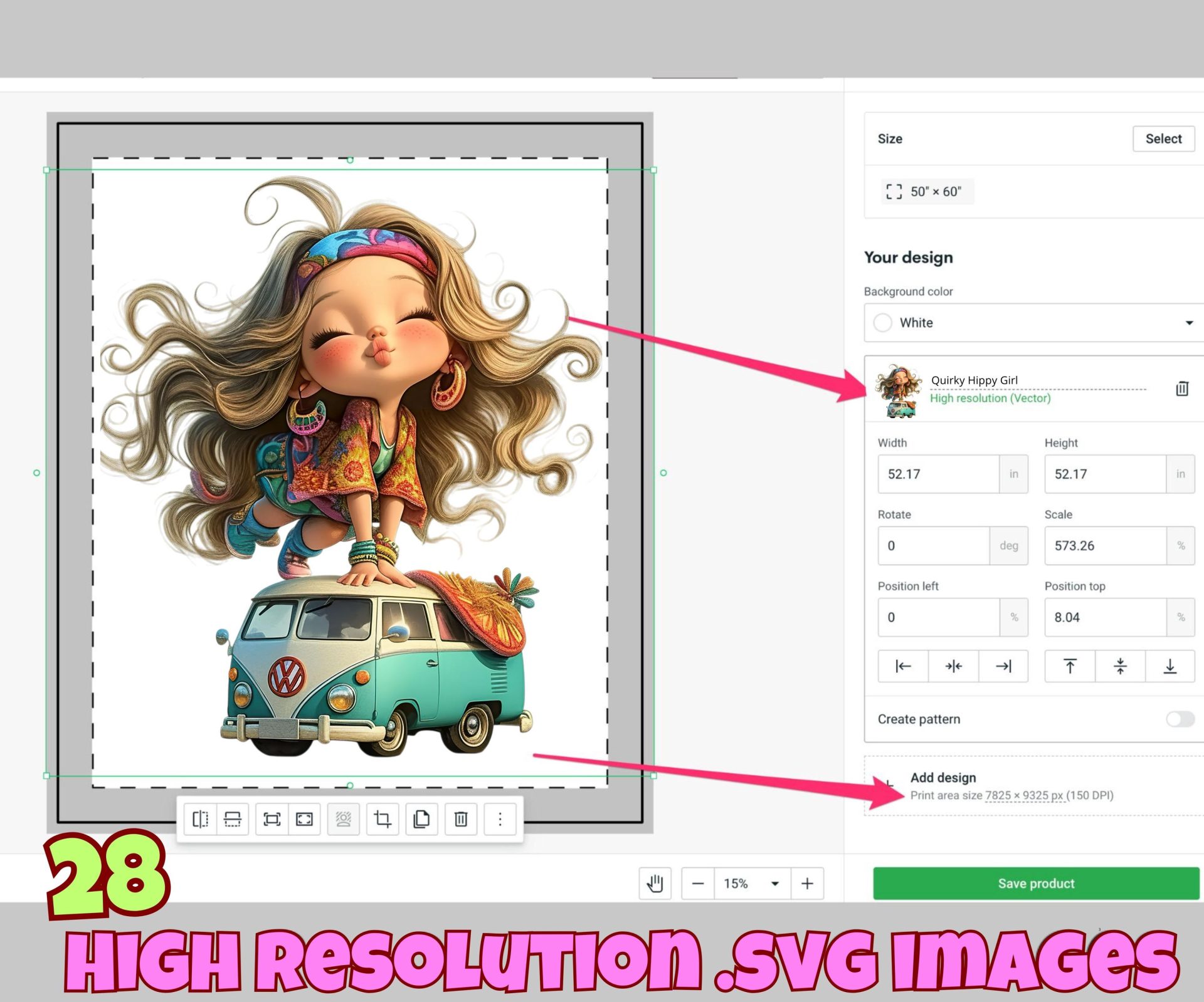Chibi Hippy Girl Clipart Bundle – Boho Retro Graphics, 300 DPI PNG and ...