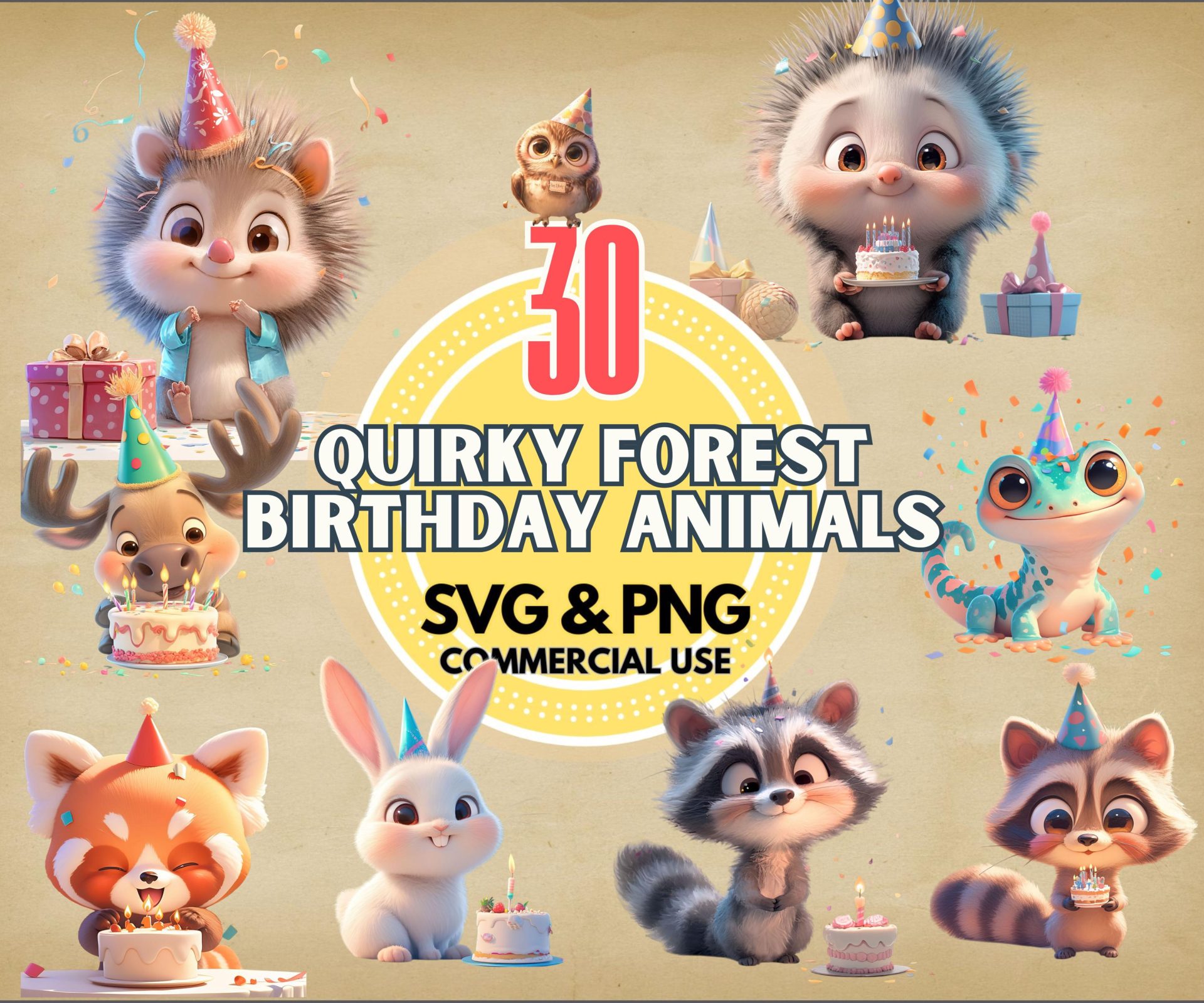 Whimsical Forest Animal Clipart Set – 30 PNG and SVG Graphics for ...